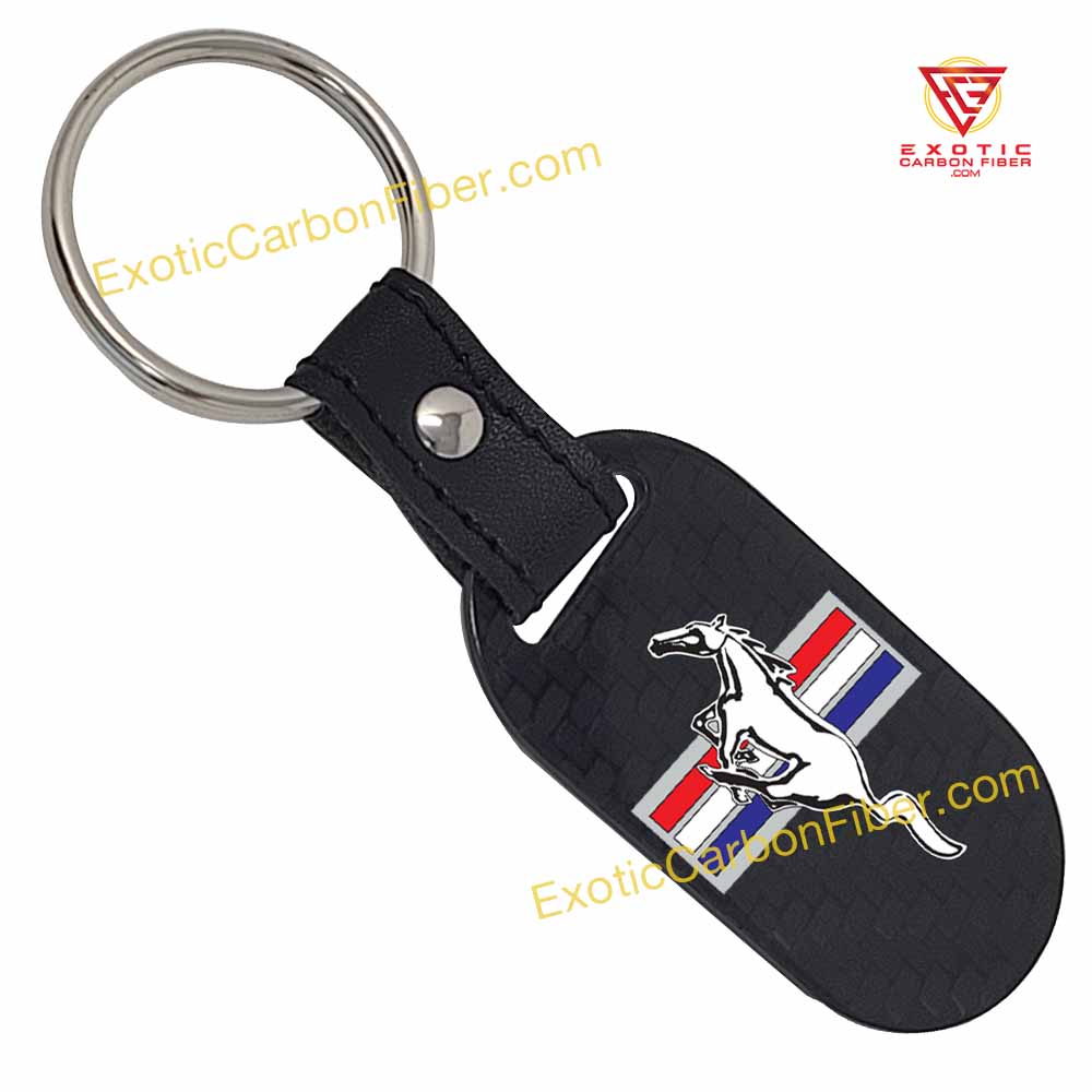 Mustang Key Fob Full Color Logo - Exotic Carbon Fiber