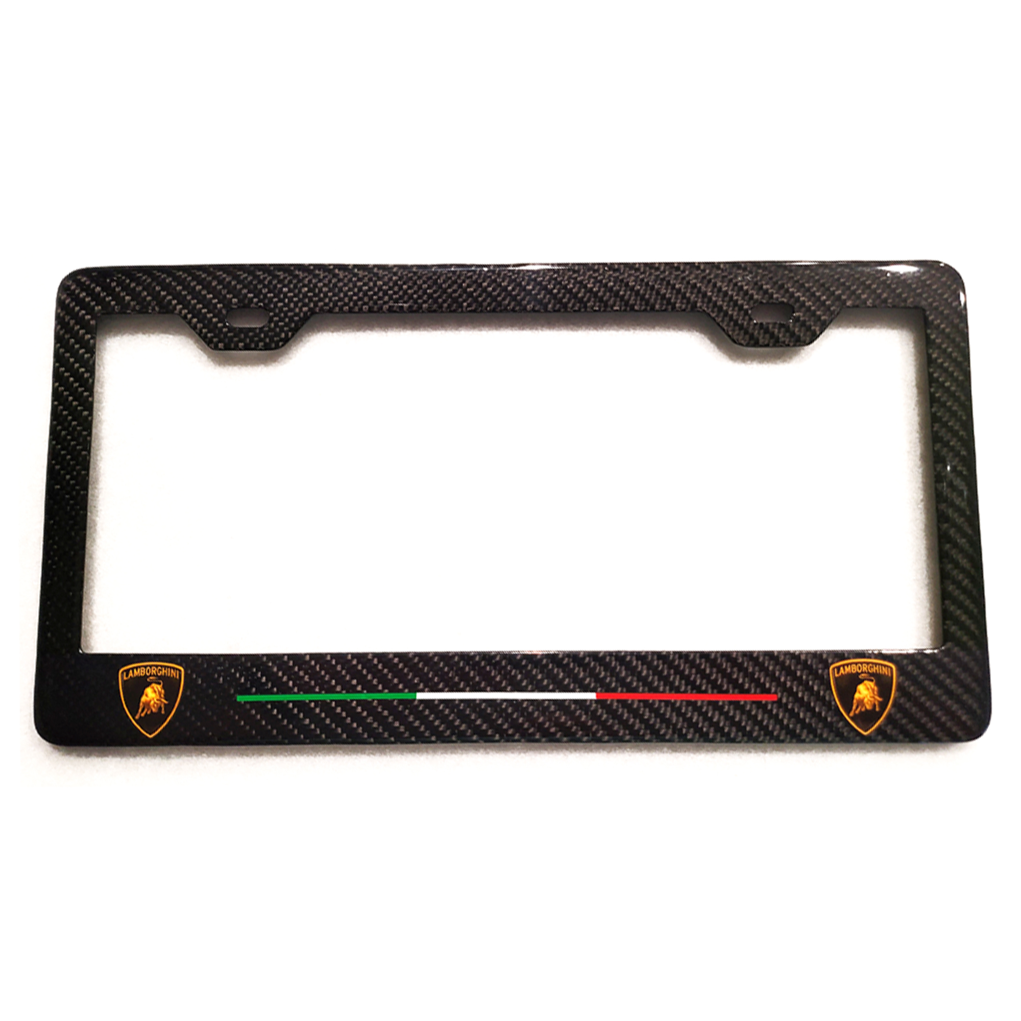 Lamborghini Frame Logos Only Italian Stripe - Exotic Carbon Fiber